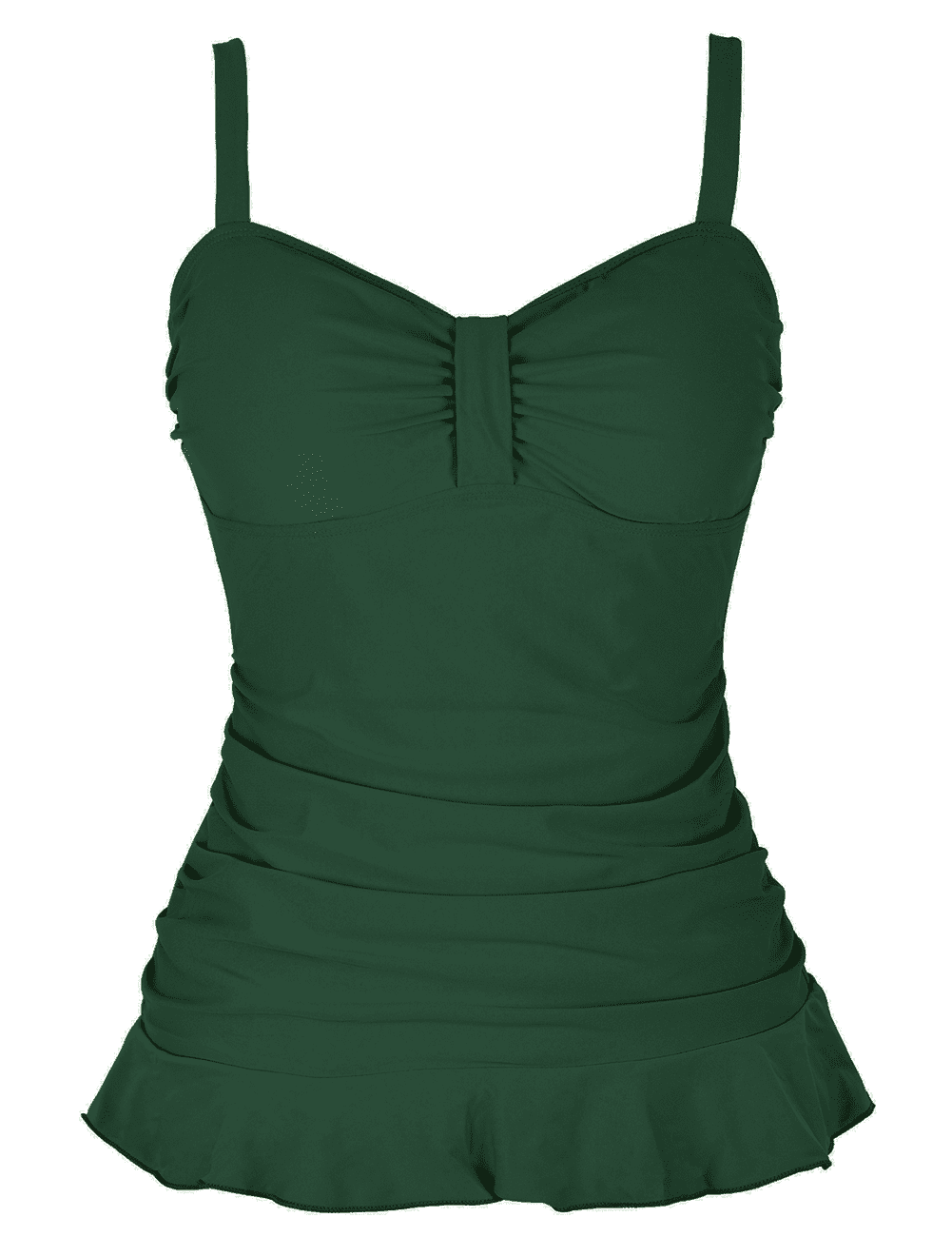 Mycoco Women's Swim Top Padded Ruffle Hem Shirred Swimwear Tankini ...