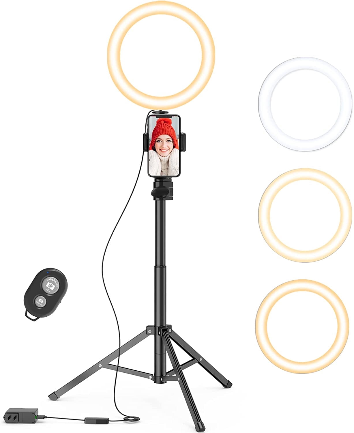 Mydepot Ring Light Kit: 9 with Stand, Phone Holder, 50 Tripod, Remote ...