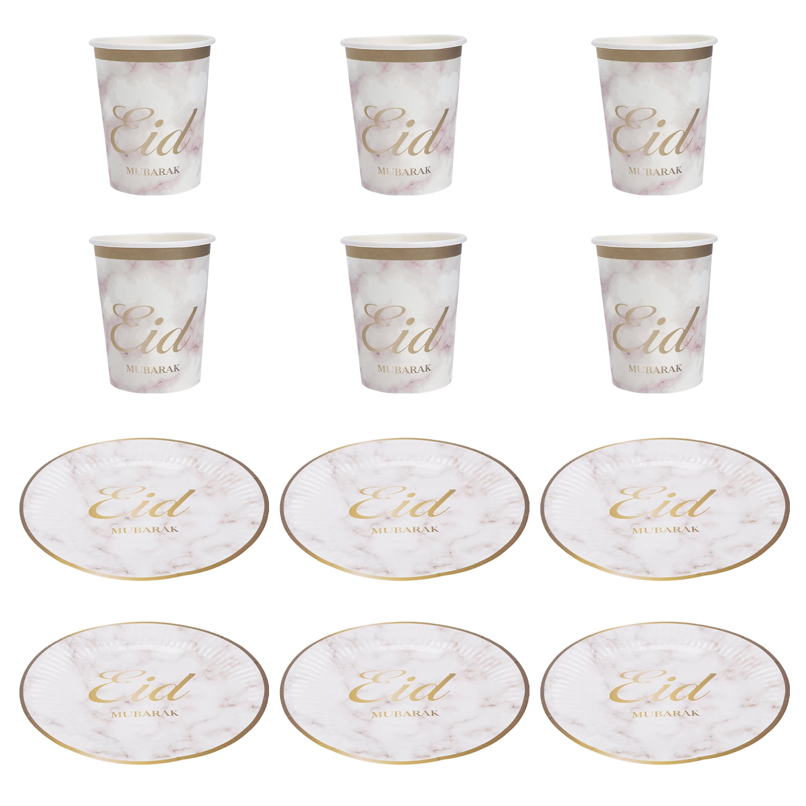 Myenne 16Pc Eid Mubarak Tableware Set Paper Plates Cups Eid Mubarak Eid ...
