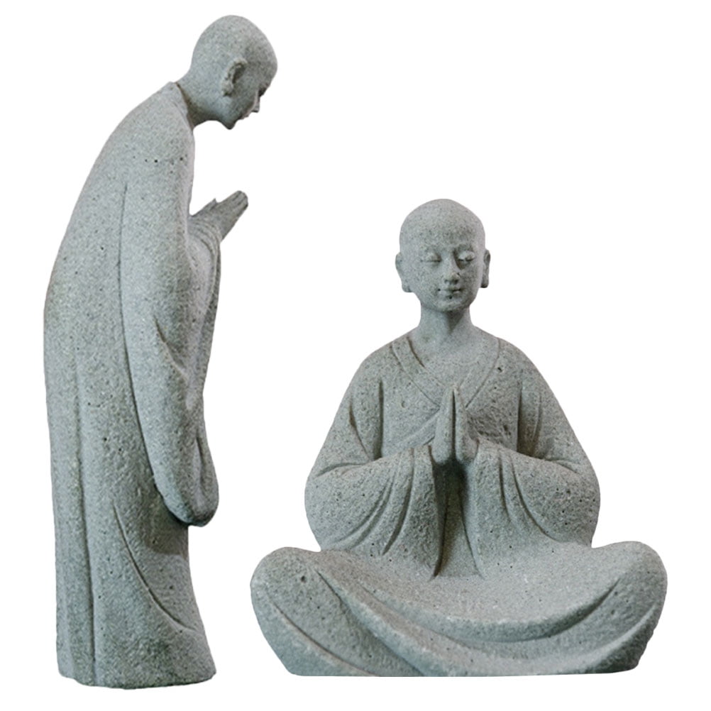 Myenne 2pcs Little Monk Statue Chinese Style Monk Sculpture Decoration ...
