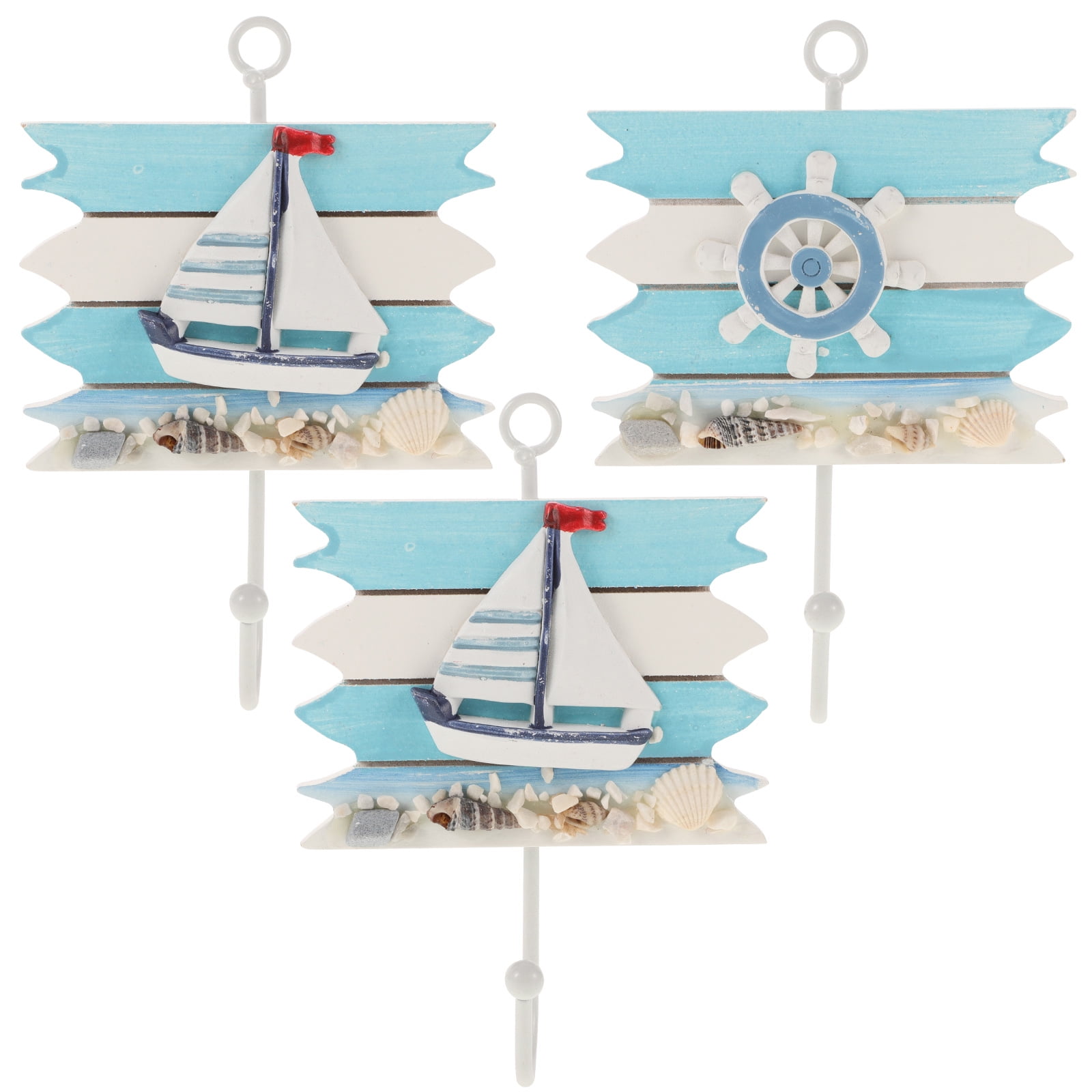 Myenne 3pcs Nautical Wall Hooks Towel Robe Coat Hat Hooks Hangers Key ...
