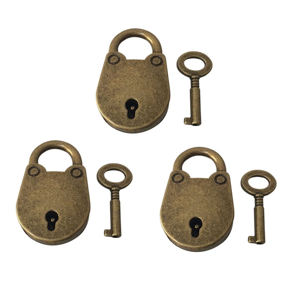 Myenne 3pcs Vintage Antique Style Mini Bear Archaize Padlocks Key Lock ...