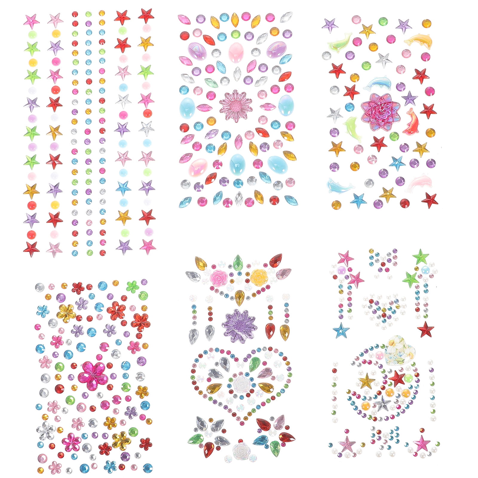 Myenne 6 Sheets Eye Face Rhinestone Sticker Body Gems Jewels Self ...