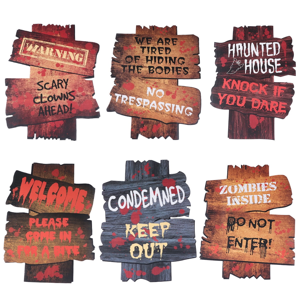Myenne 6Pcs Outdoor Lawn Signs Props Trick- or- Treating Corrugate ...