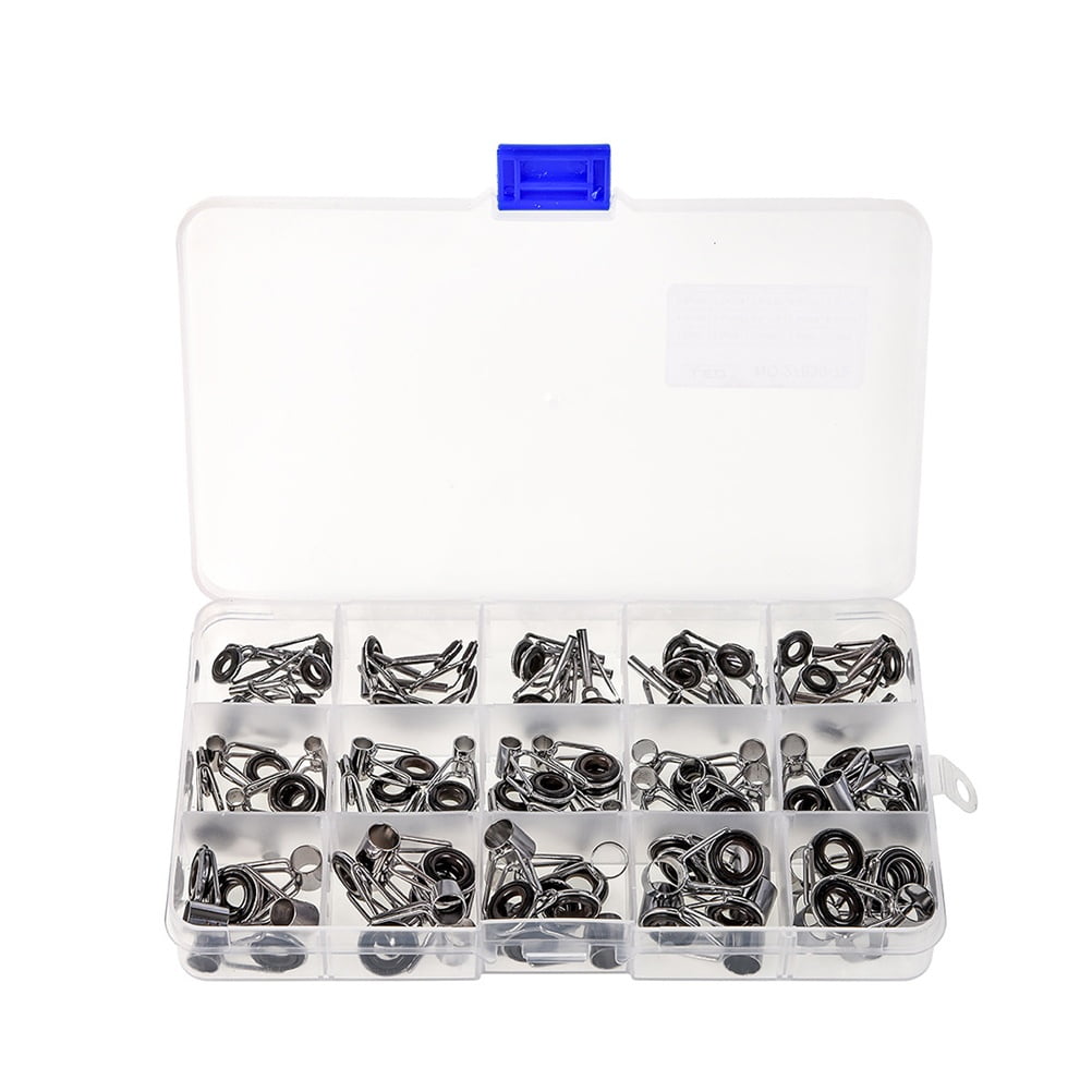 Myenne 75 Pcs Fishing Rod Tips Repair Kit Fishing Rod Guides Stainless ...