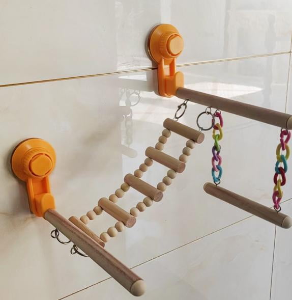 Myenne Bird Perch Stand With Suction Cup Bird Window Perch Toy Parrot ...