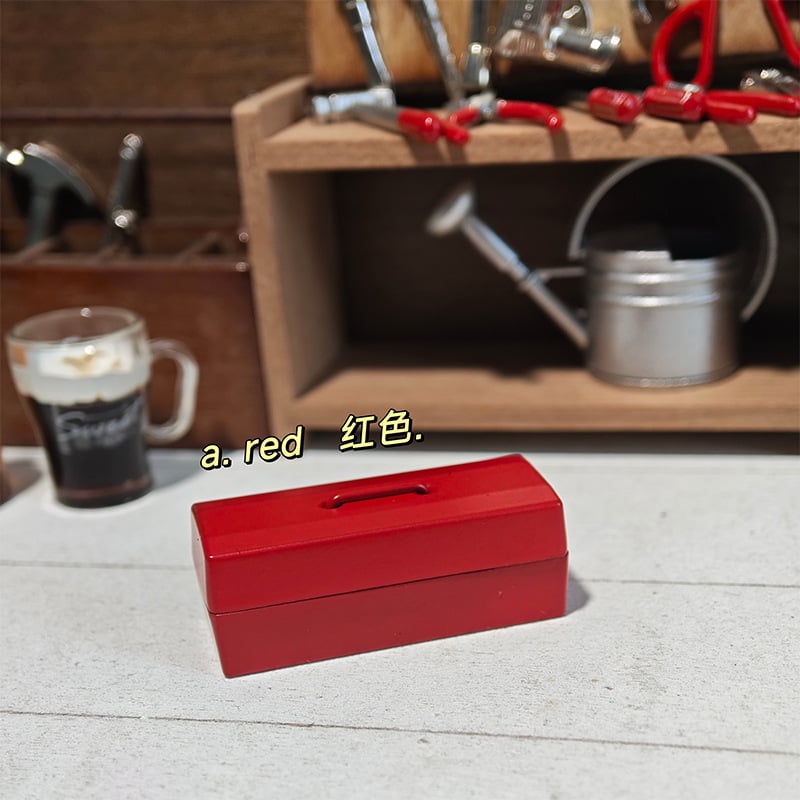 Myenne Dollhouse Toolbox Miniature Metal Box Mini Repair Toolbox Model ...