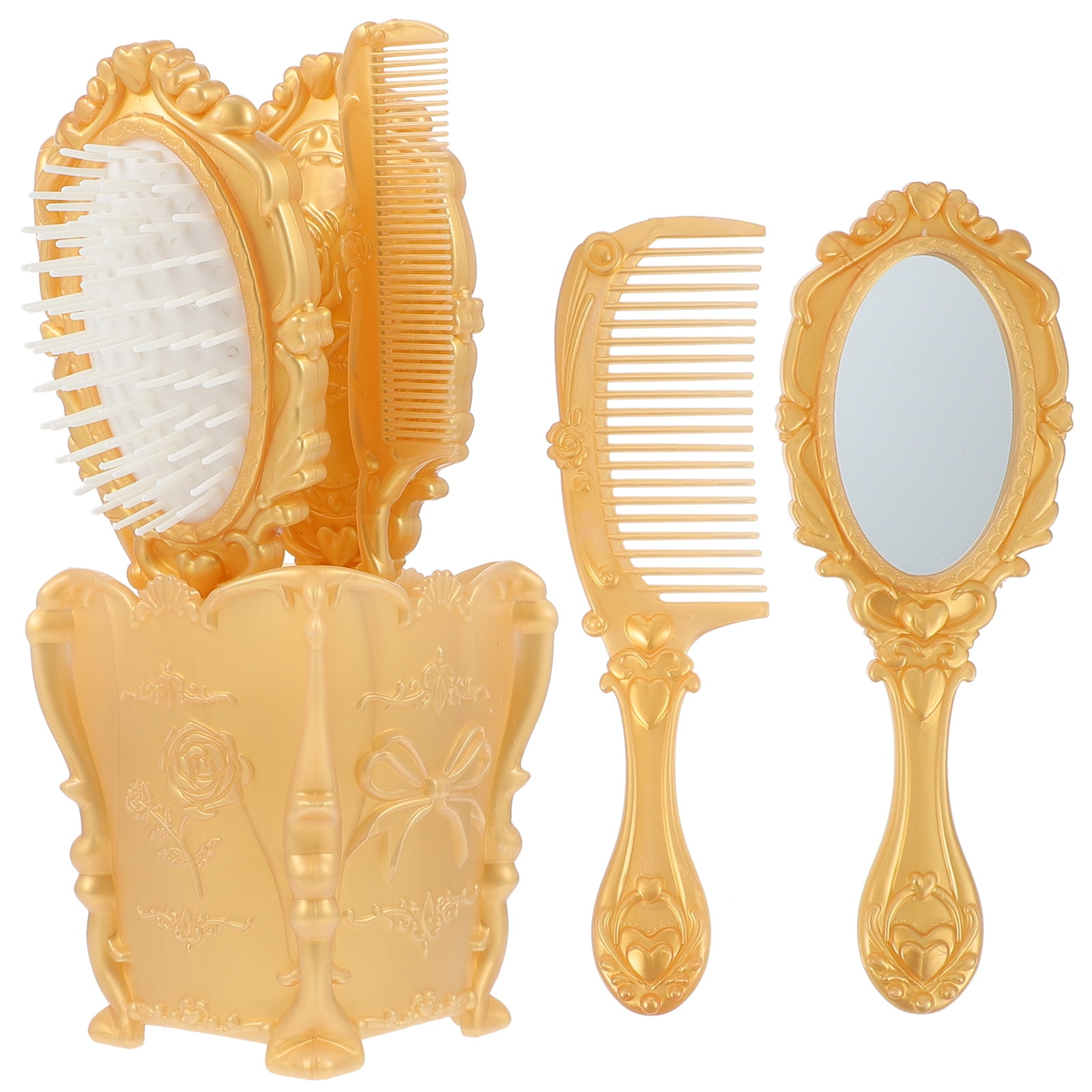 Myenne Vintage Handheld Mirror Comb Set, 5pcs Vanity Makeup Mirror Hair ...