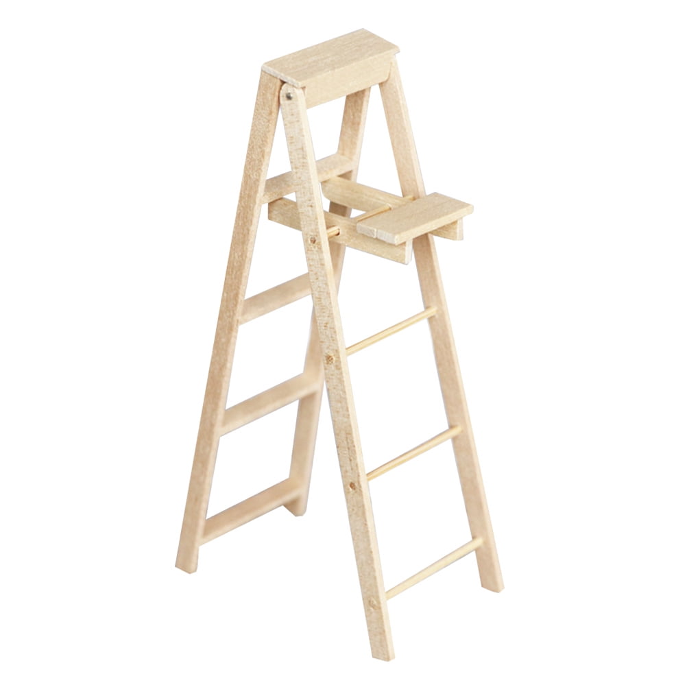 Myenne Wooden Step Ladder, 1: 12 Miniature Ladder Wood House Ladder ...