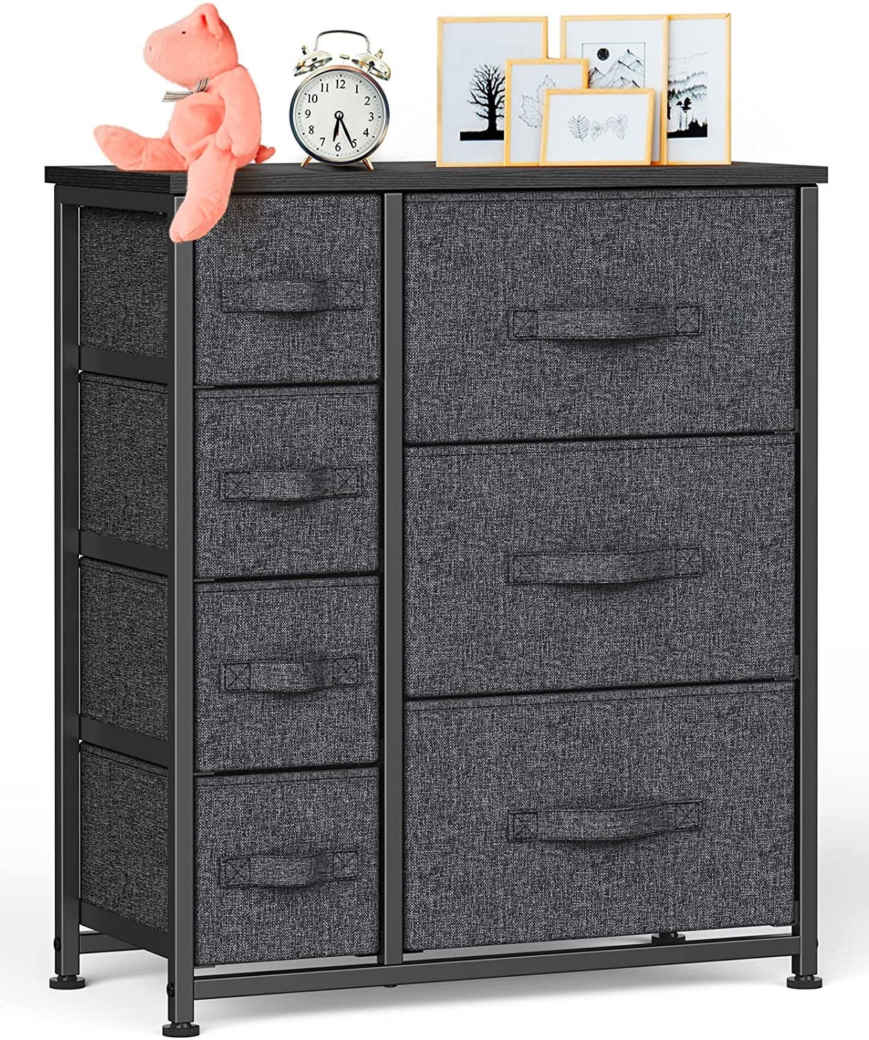 Myfurnideal Wooden Storage Tower with 7 Drawers, Fabric Dresser for ...
