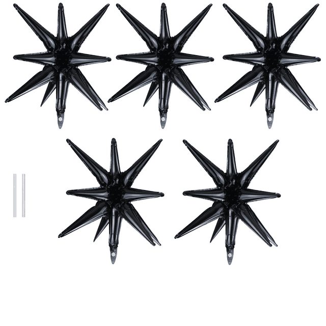 Mygeromon Black Starburst Spike Foil Balloons Large 4D Cone Balloons ...
