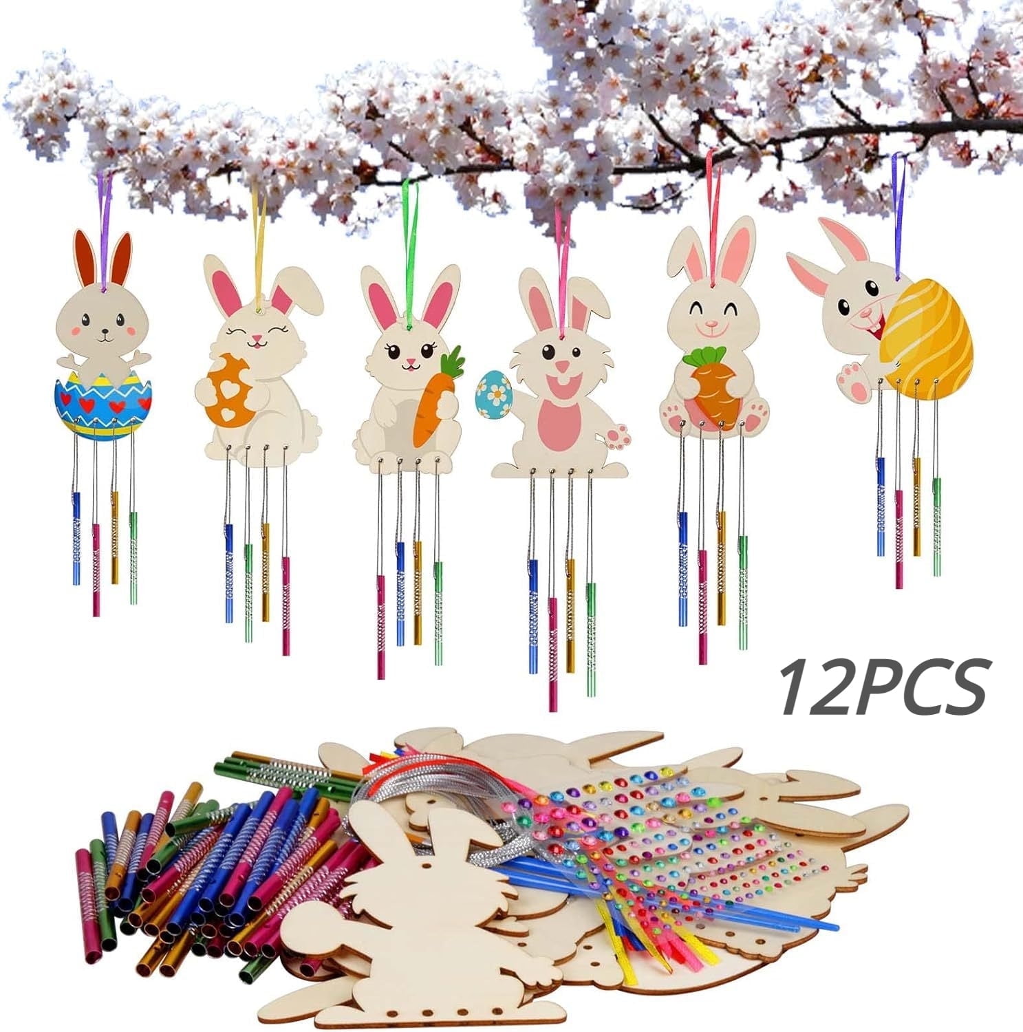 Mygeromon 12 Piece Easter Wooden Wind Chimes - Walmart.com