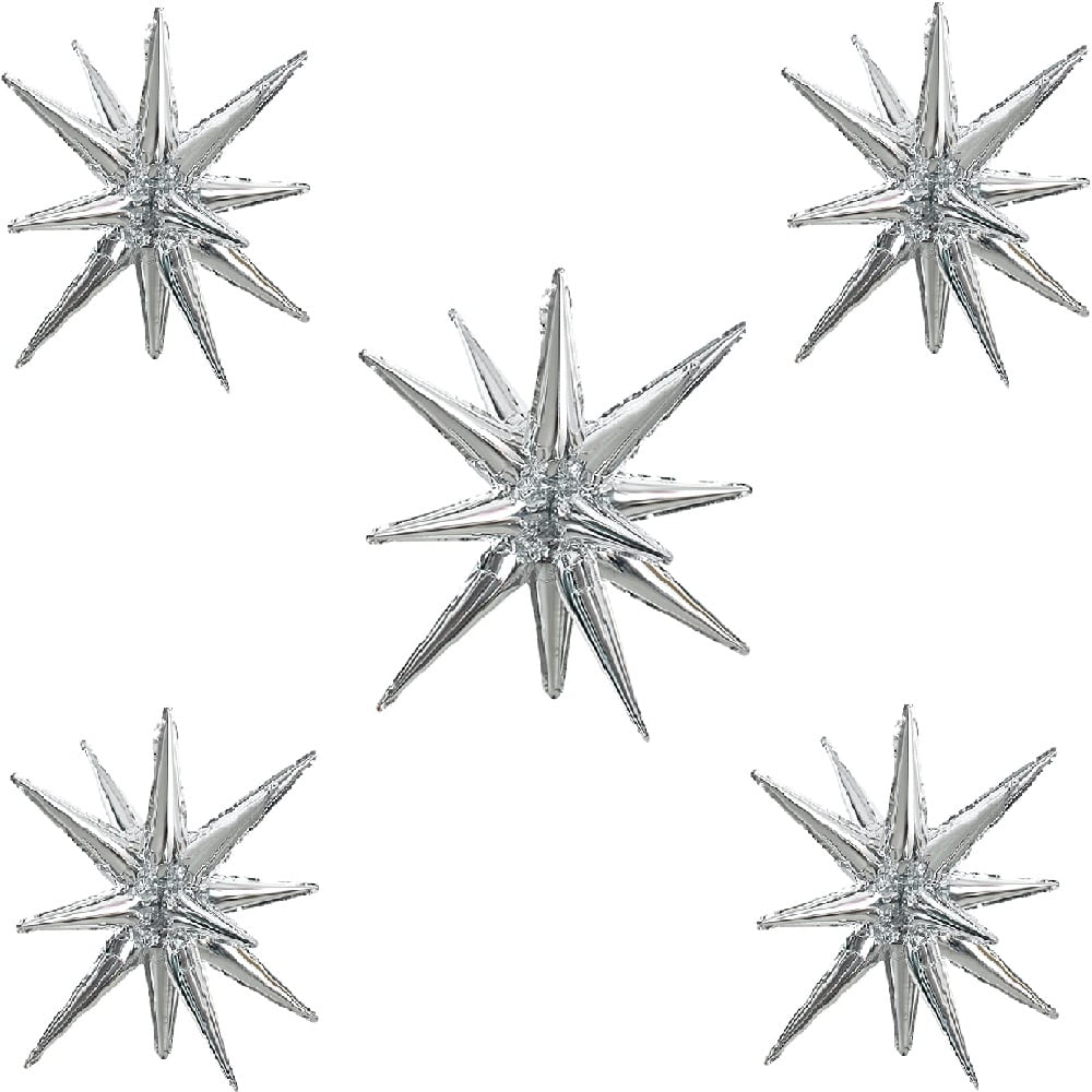 Mygeromon Silver Starburst Foil Balloons for Party | 22in Large 4D Cone ...