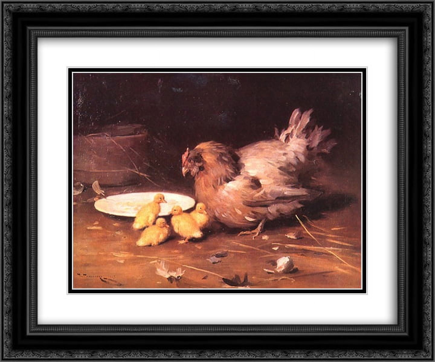Mykola Pymonenko 2x Matted 24x20 Black Ornate Framed Art Print 'A Hen ...