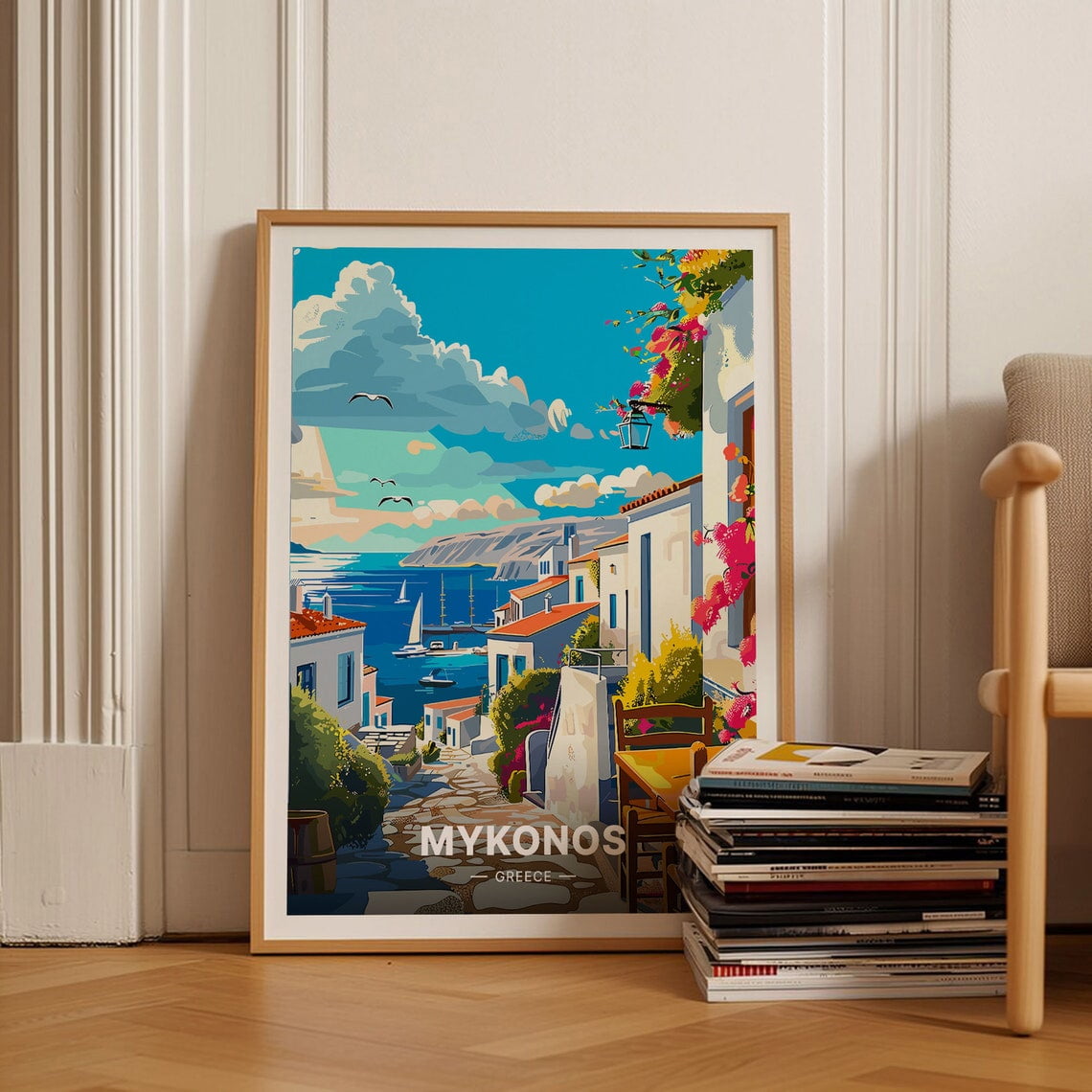Mykonos Greece Travel Poster, Traditional Cycladic Art, Perfect For ...