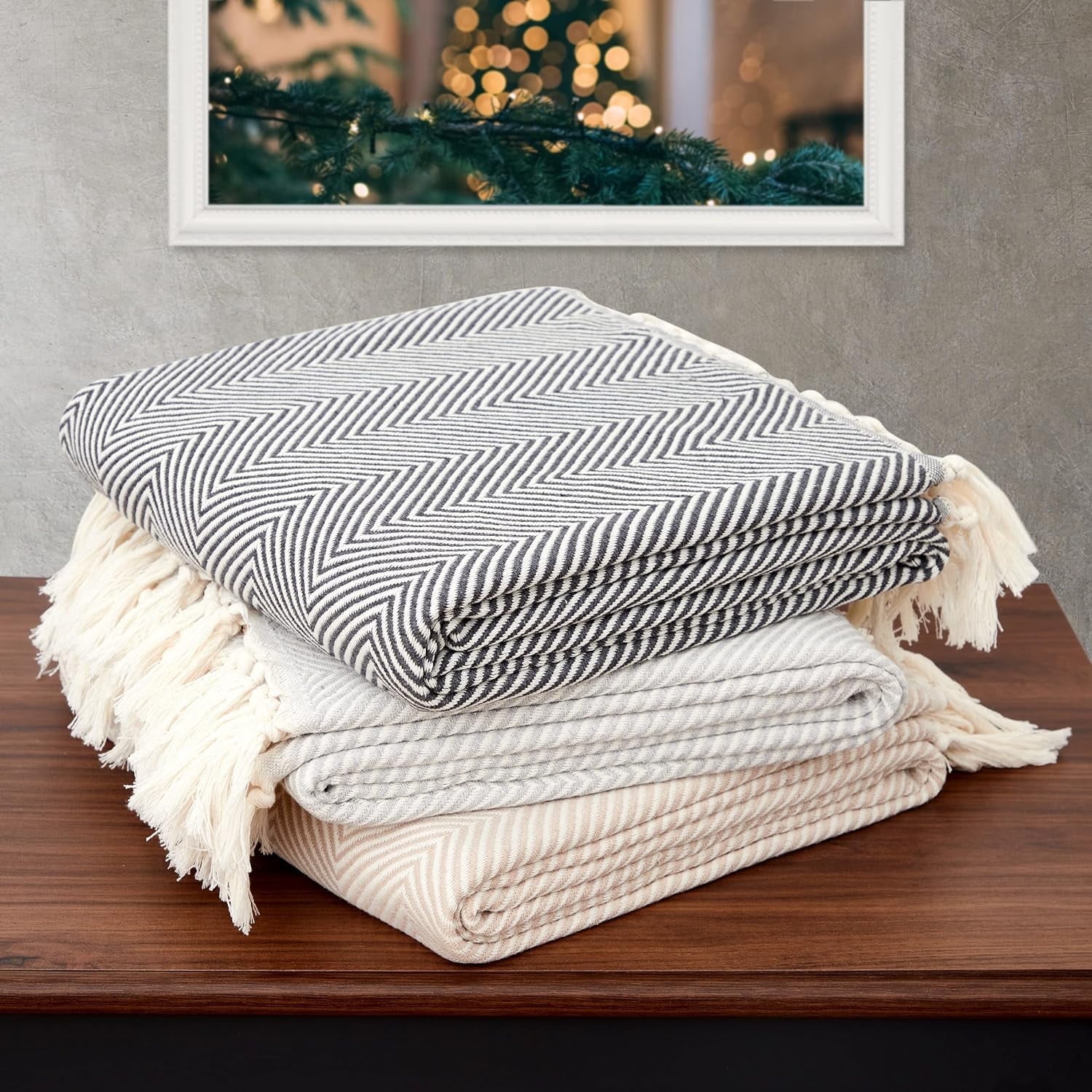 Mykonos Comfort Blanket 3-Pack, 100% Turkish Cotton Throw, Eco-Friendly ...