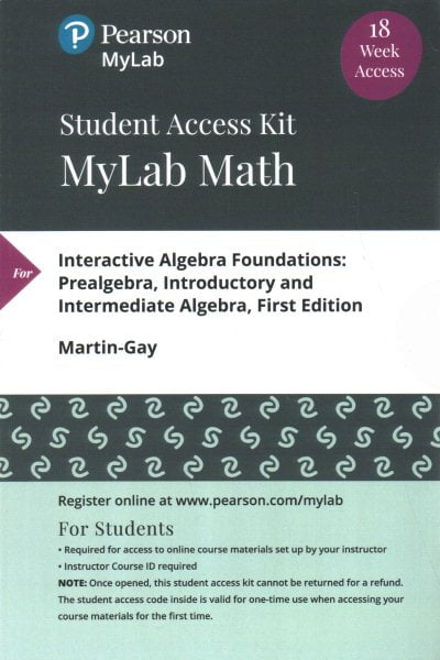 Pre-Owned Mylab Math with Pearson Etext -- 18-Week Access Card -- For Interactive Algebra ...