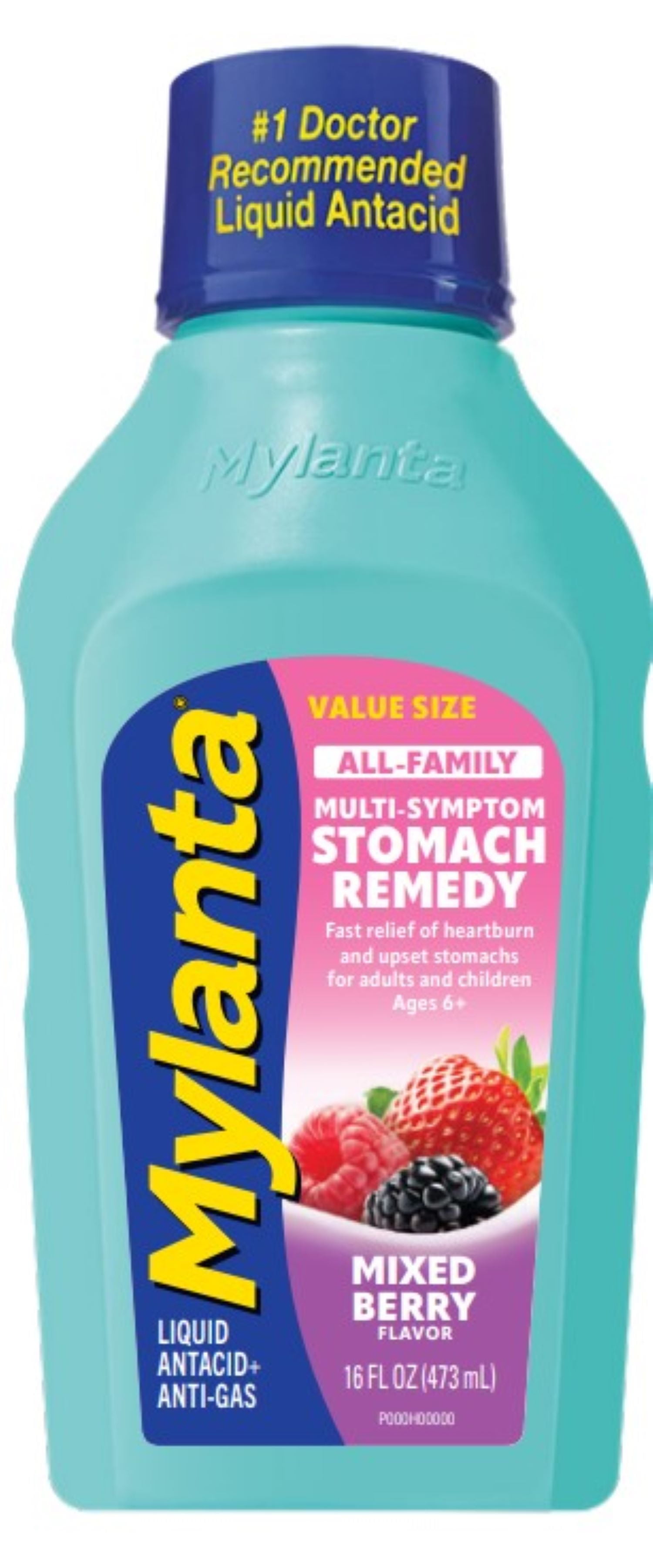 Mylanta All Family Stomach Remedy, Mixed Berry Flavor, 16 fl oz ...