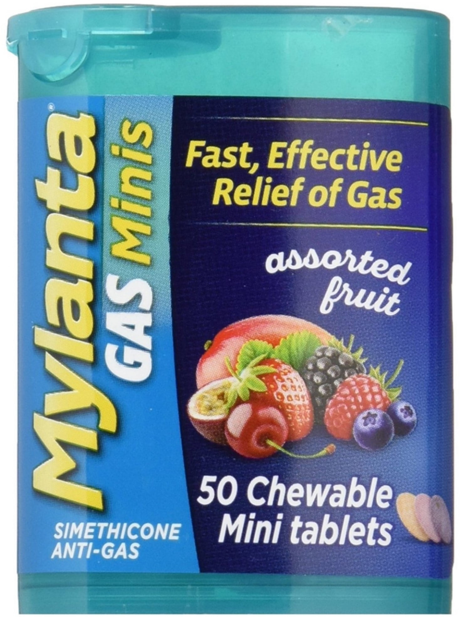 Mylanta Gas Chewable Mini Tablets, Assorted Fruit 50 ea (Pack of 4 ...