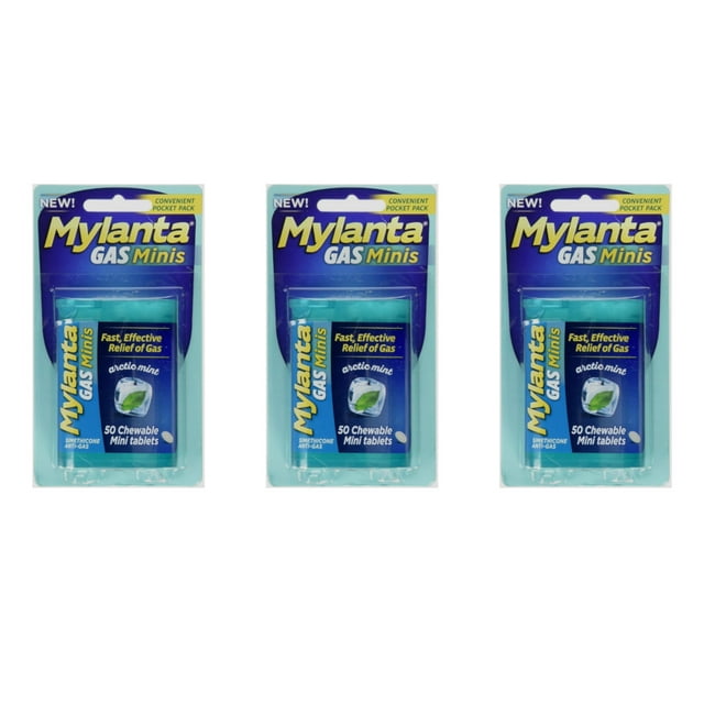 Mylanta Gas Mini Chewable Tablets, Arctic Mint, 50 Count - Pack of 3 ...