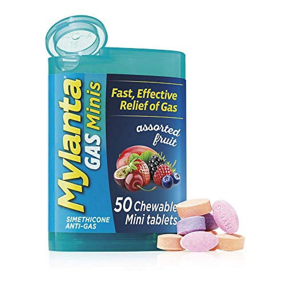 Mylanta Gas Relief Tablets, Gas Minis, Assorted Fruit, 60 Count ...