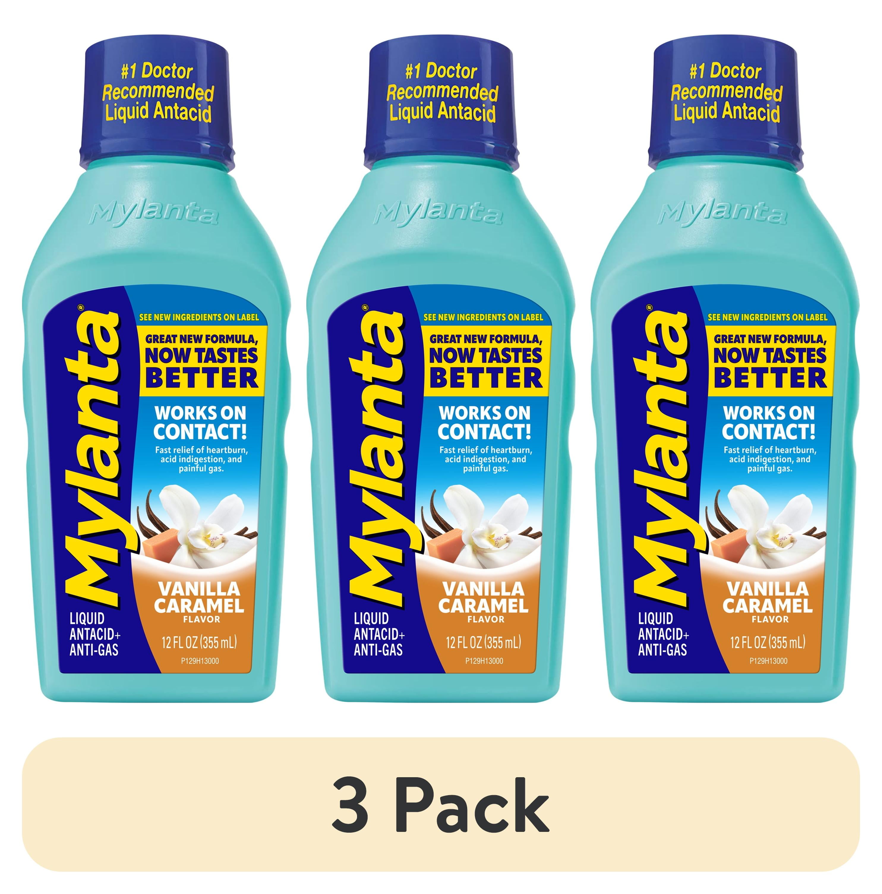 (3 pack) Mylanta Heartburn and Gas Relief, Liquid Antacid, Vanilla ...