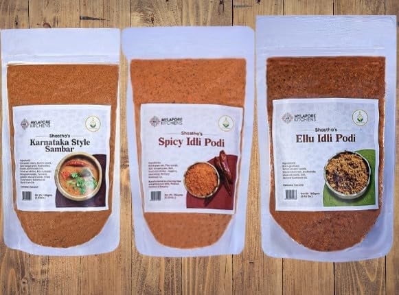 Mylapore Kitchen Spicy Mix Combo C - Contain 3 Items Ellu Idli podi ...
