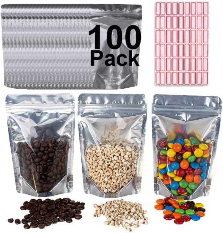 Mylar Bags for Food Storage with 7.5mil Thickness - Pack Of 100 (4"x6 ...