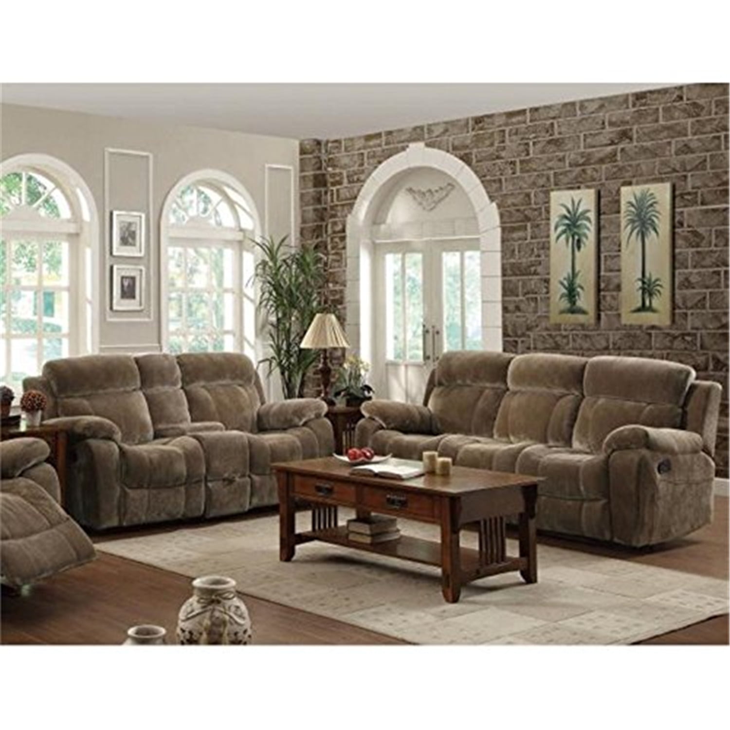 Myleene Upholstered Tufted Living Room Set Mocha - Walmart.com