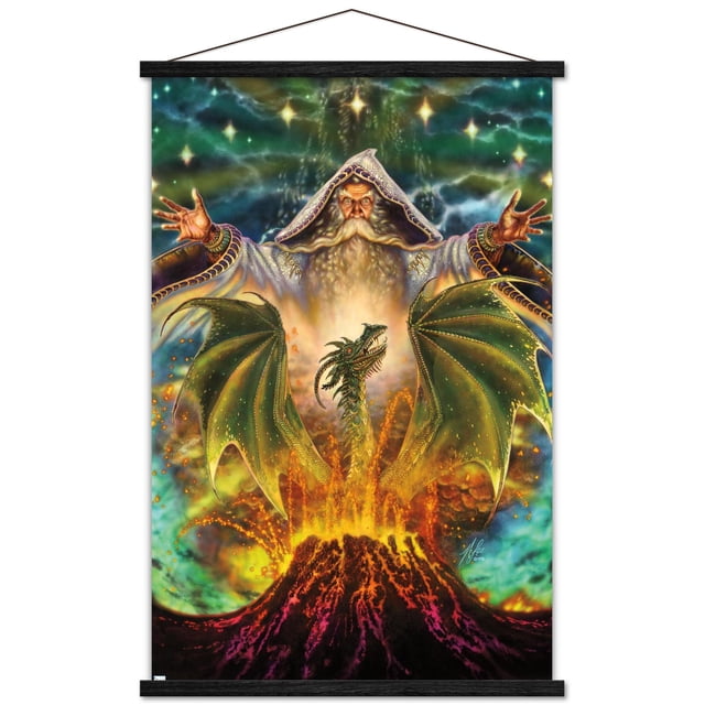Myles Pinkney - Dragon Mountain Wall Poster with Wooden Magnetic Frame ...