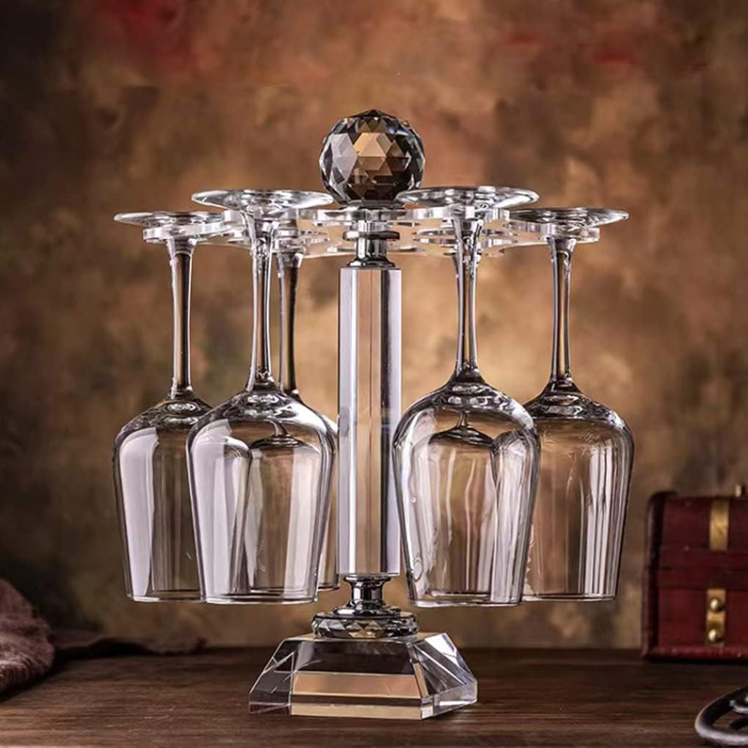 Mylifestyle Elegant Desktop Crystal Glass Stemware Rack/Rotate 8 Wine ...