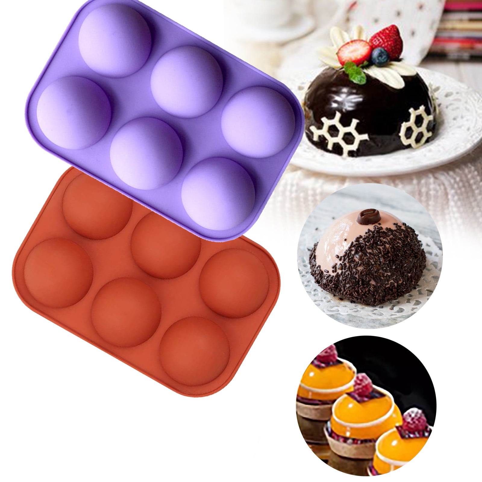 Mynkyll 2Pc Silicone Molds Medium Semi Sphere Silicone Baking for ...