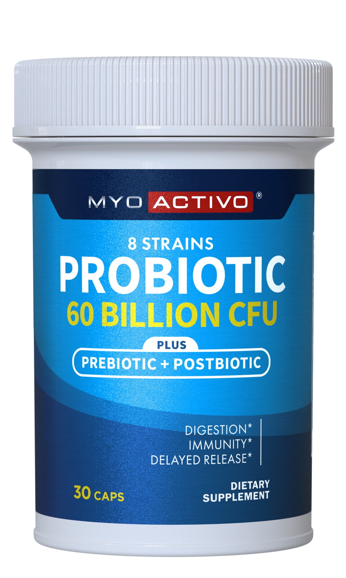 MyoActivo 60B CFU Probiotic – 8 Strains + Pre/Postbiotics – Digestive ...