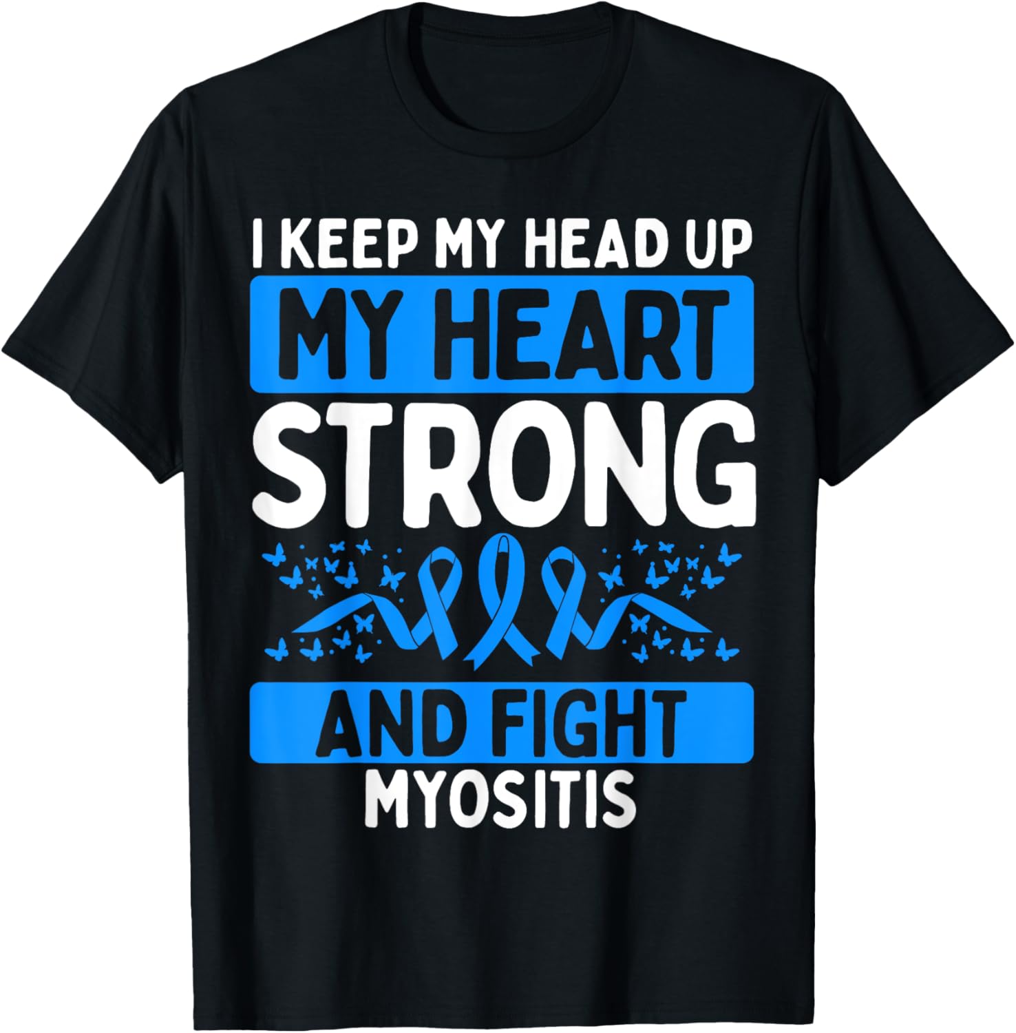 Myositis Awareness Ribbon Disease Fighter Myositis Warrior T-Shirt ...