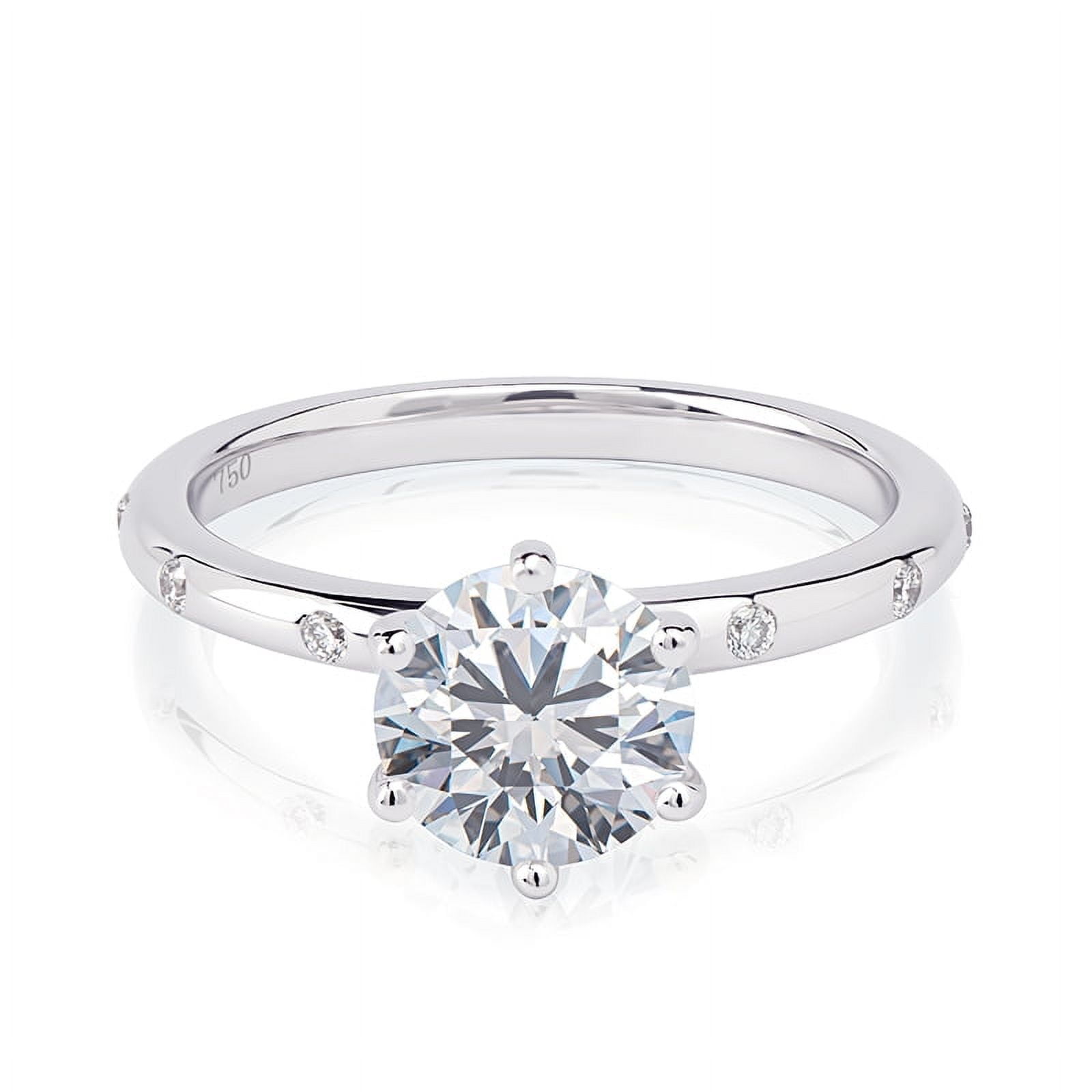 Myrah Jewel 1.65 Ct Round Solitaire Side Stone Engagement Ring for Women - Lab-Created Simulated ...