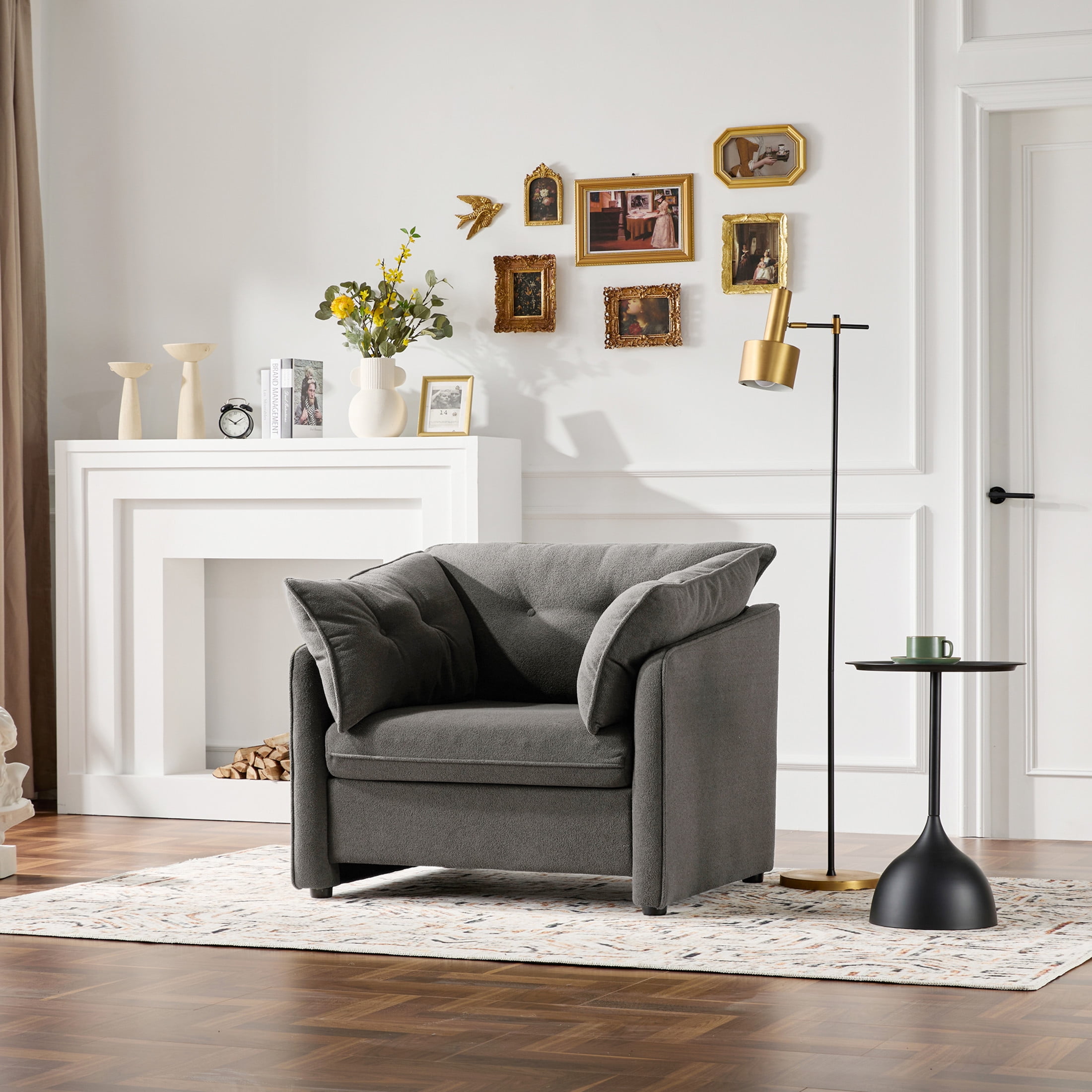 Noble House Myralynn Modern Fabric Upholstered Lounge Accent Armchair ...
