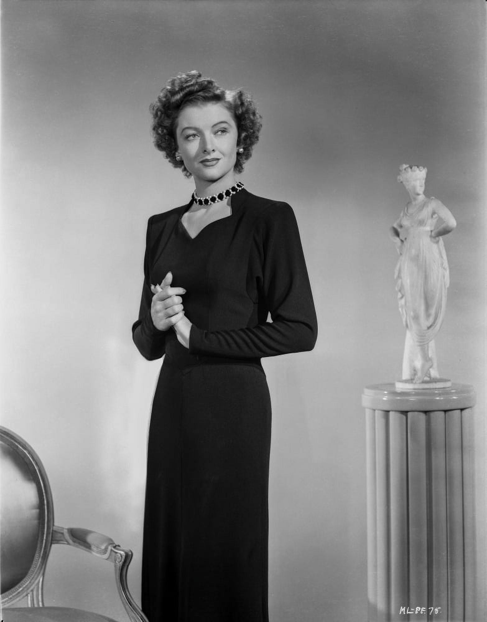 Myrna Loy standing in Long Sleeve Dress Photo Print (24 x 30) - Walmart.com