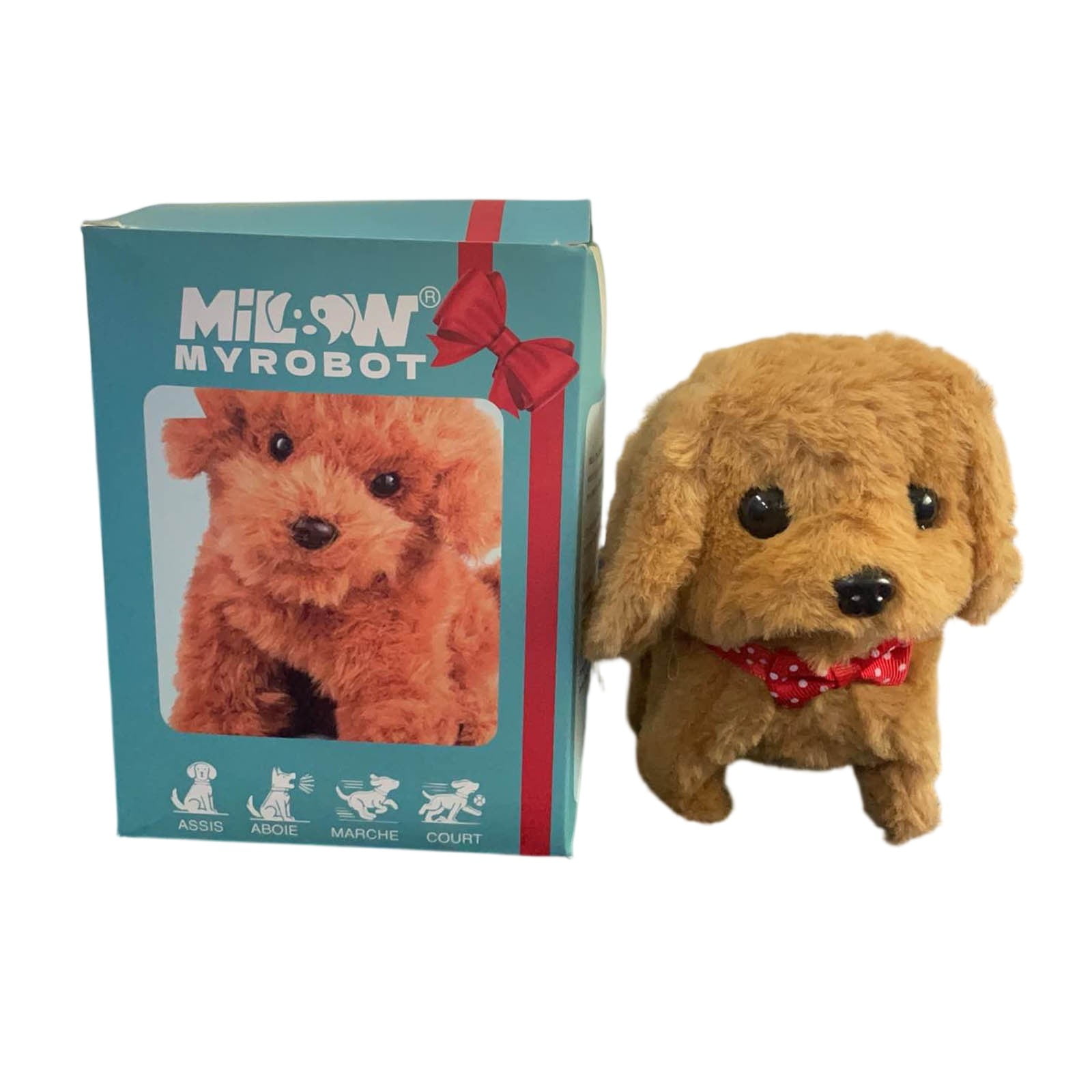 Myrobot Electric Dog Walking Barking Plush Pet Interactive Puppy with Moving Mouth, Nicoo Robot ...