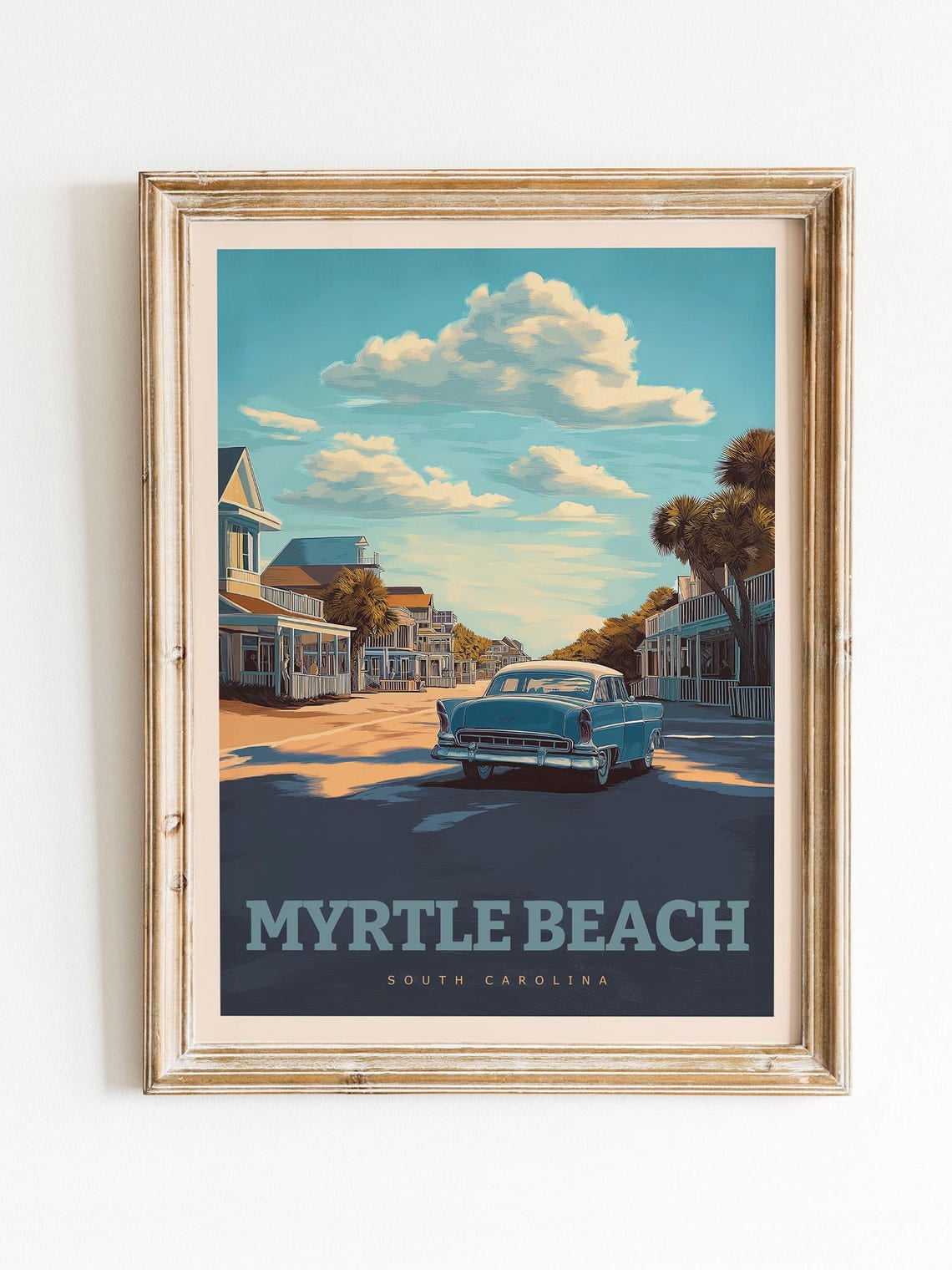 Myrtle Beach Retro Travel Poster – Vintage Coastal Art – Wall Decor ...