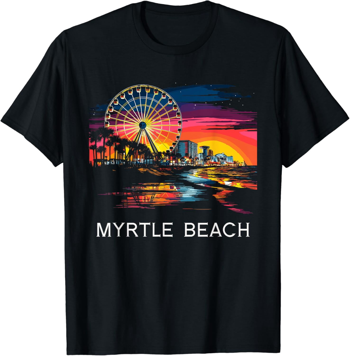 Myrtle Beach South Carolina Shirt Skywheel Ocean Retro T-Shirt ...