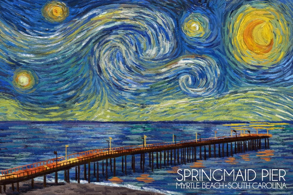 Myrtle Beach, South Carolina, Springmaid Pier, Starry Night (36x54 ...