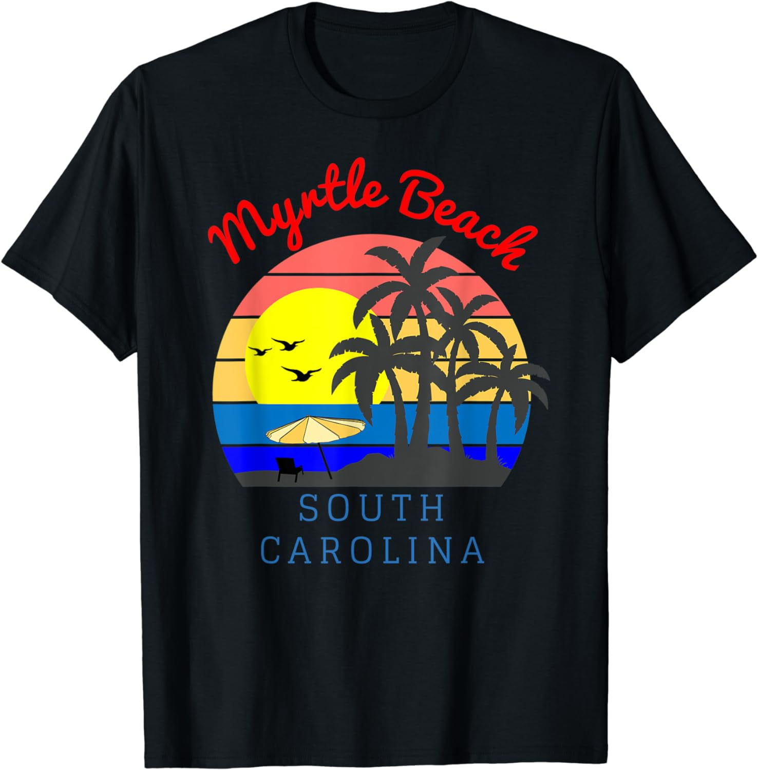 Myrtle Beach, South Carolina - Vintage Retro Beach Sunset T-Shirt ...