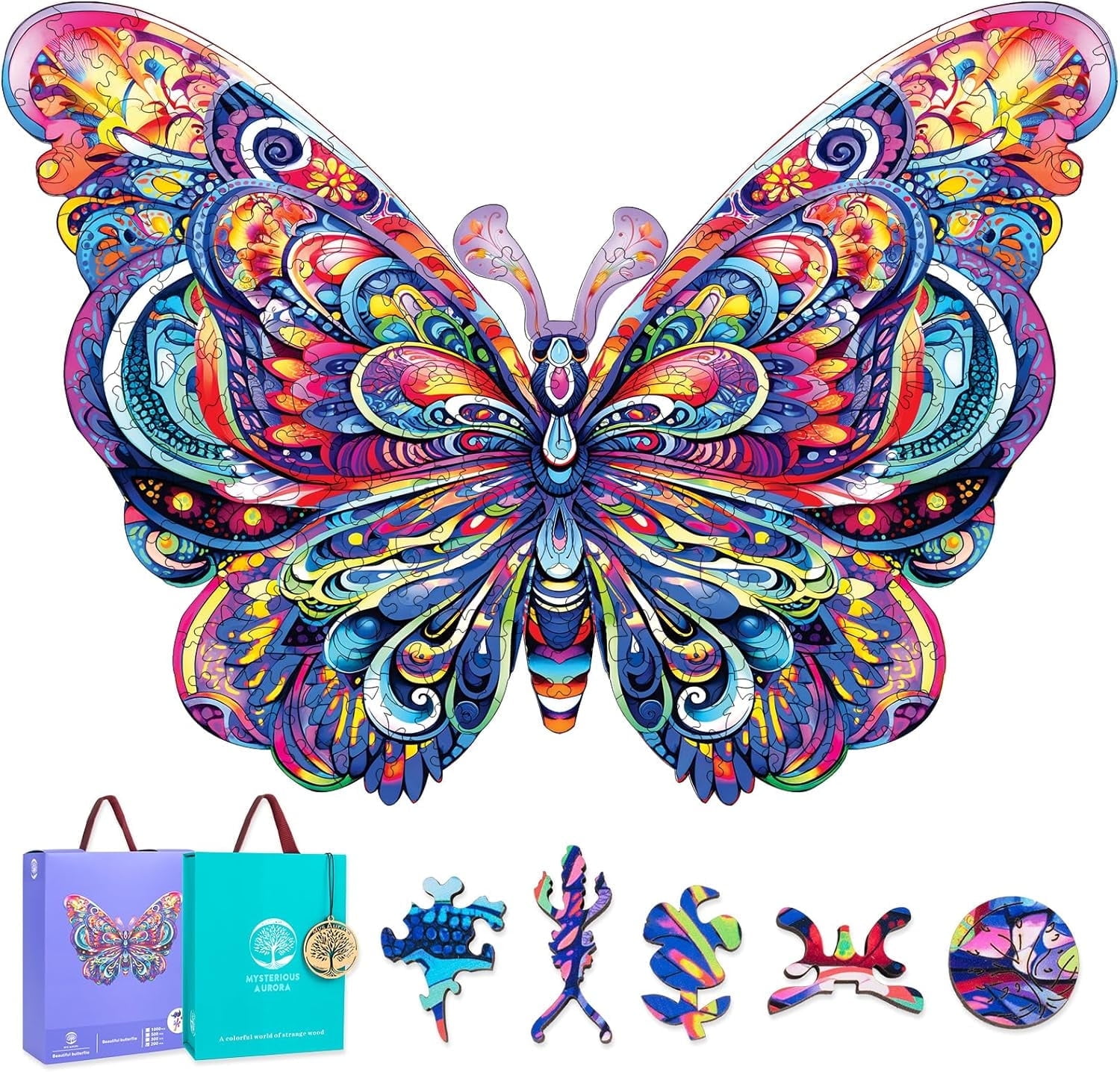 Mys Aurora Wooden Puzzles for Adults,39 * 30cm 300pcs Butterfly Wooden ...