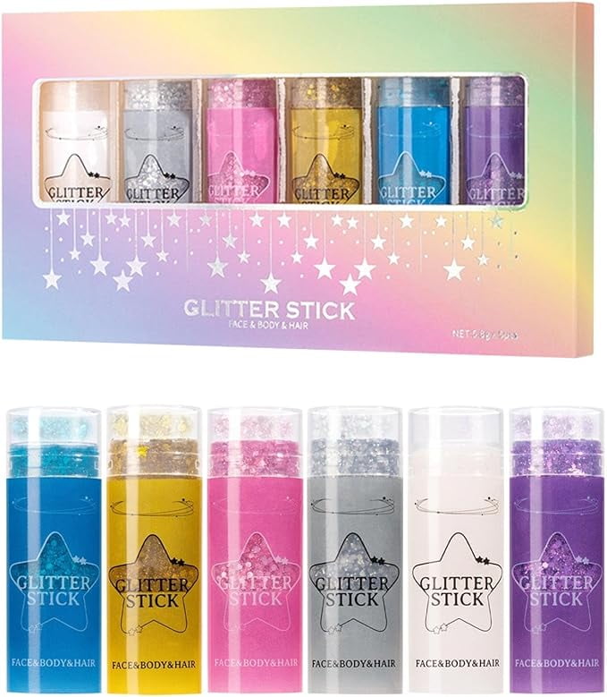 Mysense Silver Body Glitter Stick,Face Hair Glitter Makeup,Sparkling ...