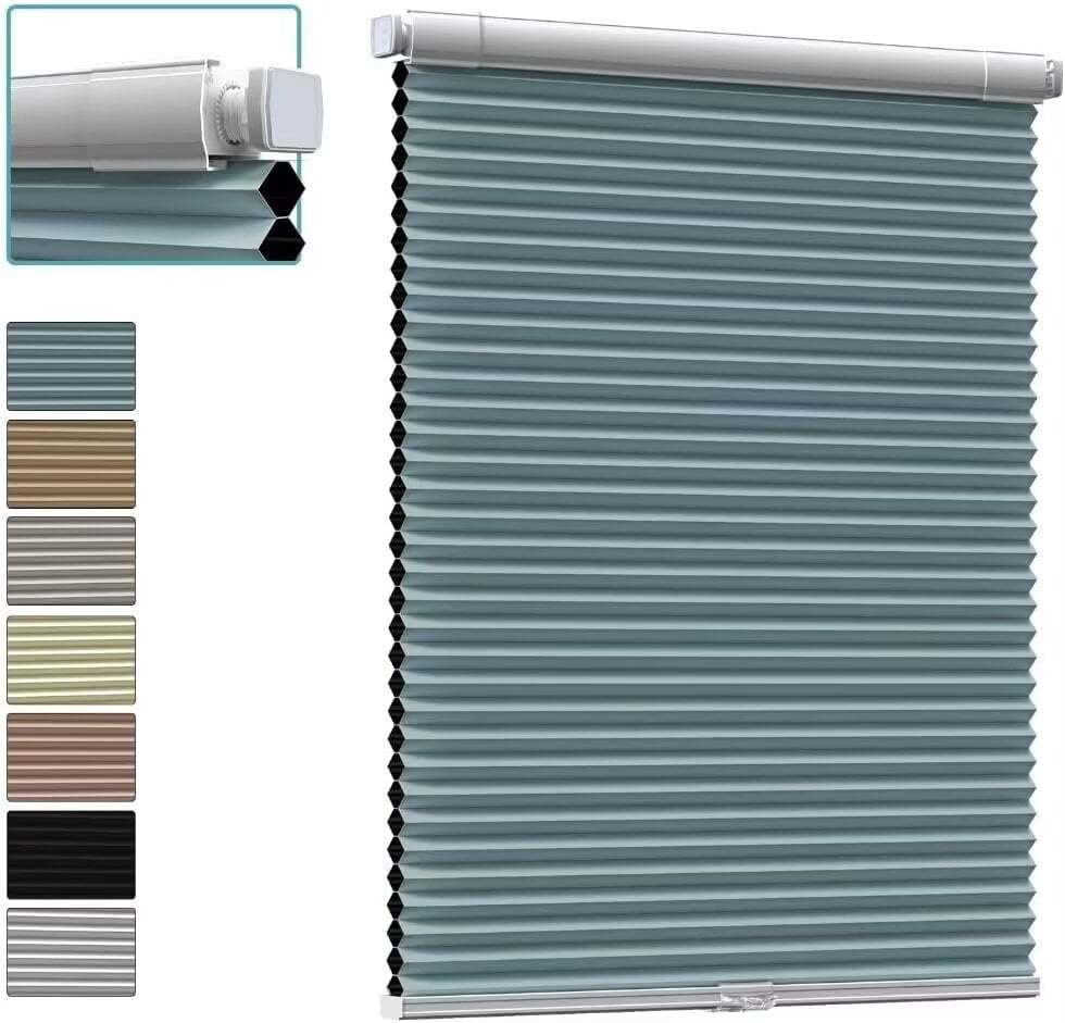 Myshade No Drill Blackout Shades Tension Cordless Cellular Blinds for ...