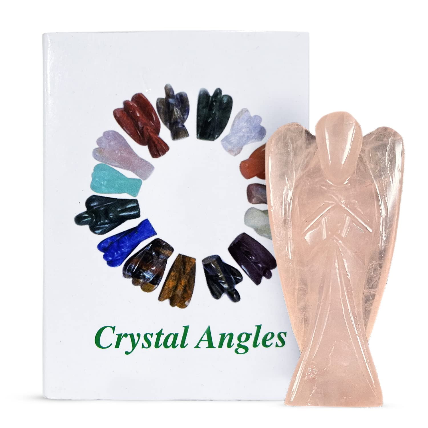 Myshape Time Rose Quartz Crystal Angel 2 Pocket Angel FigurinesGuardian ...