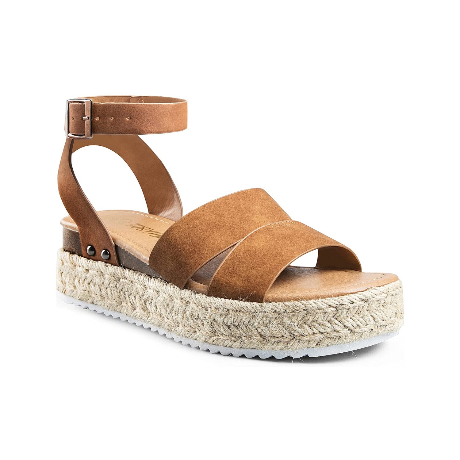Time and Tru Women’s Studded Strap Wedge Sandals, Wide Width Available ...