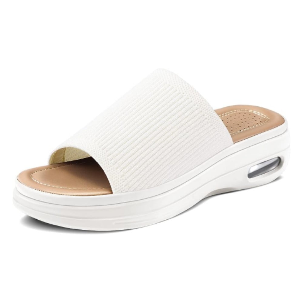 Pennysue Women's Air Cushion Knit Sandals White Lightweight Platform ...