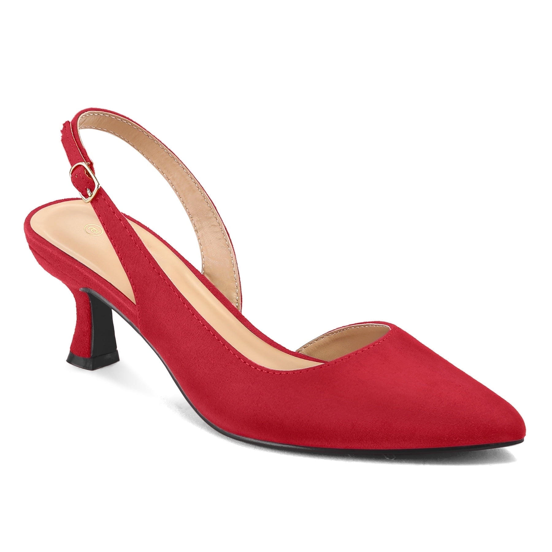 Pennysue Women's Slingback Heels Red Suede Pointed Toe Dress Pumps 8.5M ...
