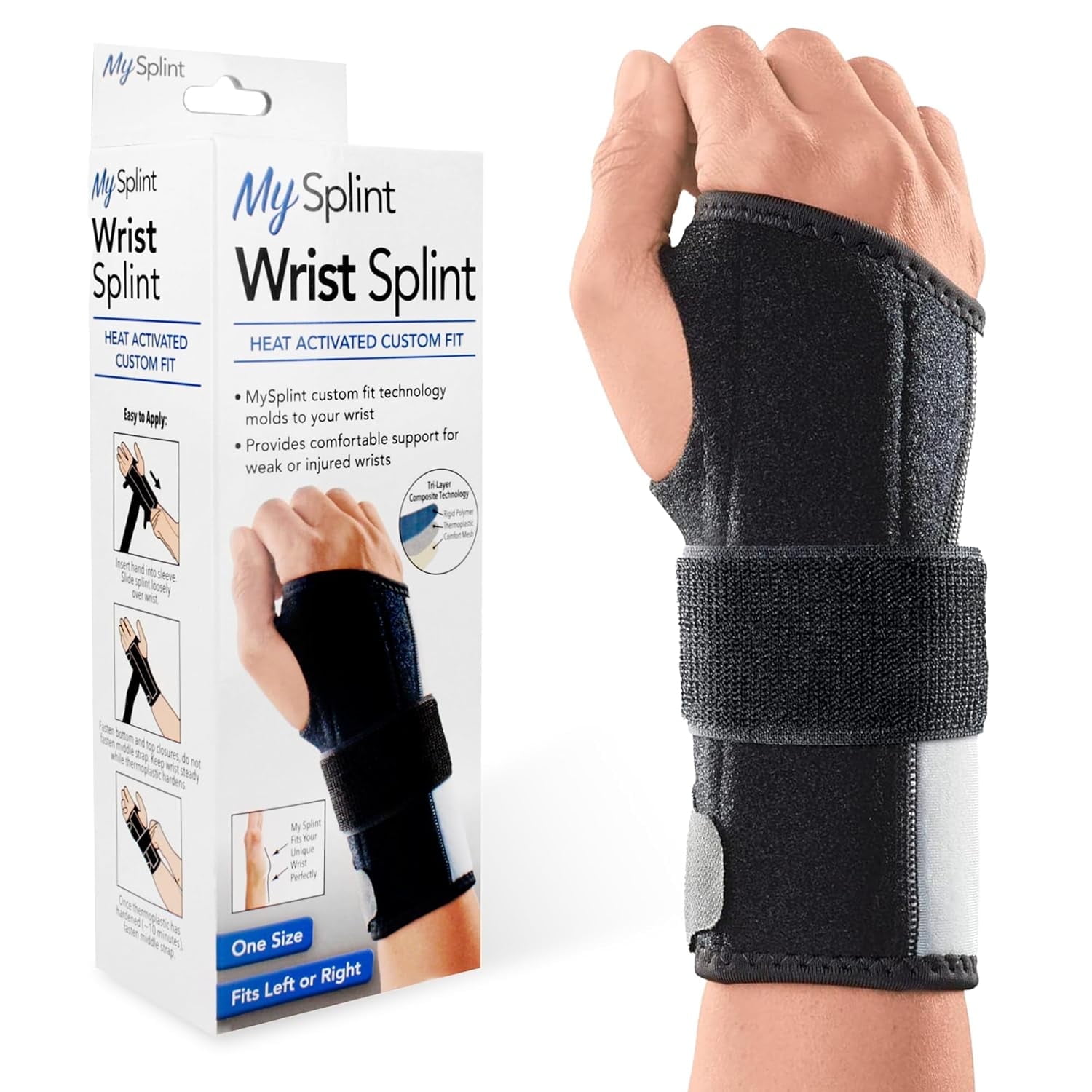 Mysplint custom fit wrist splint moldable thermoplastic wrist brace for ...